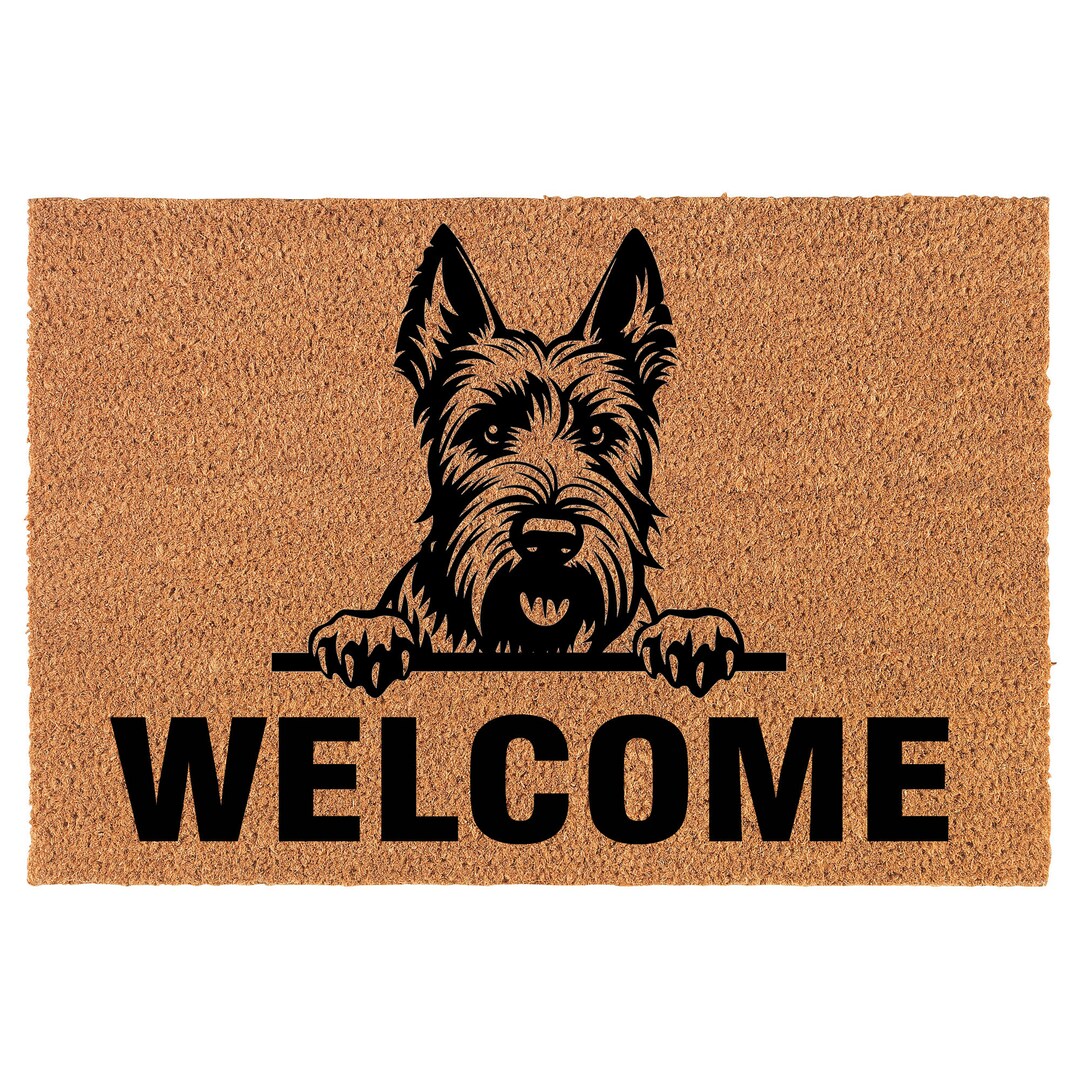 Welcome Peeking Scottie Scottish Terrier Coir Doormat Door Mat Entry ...