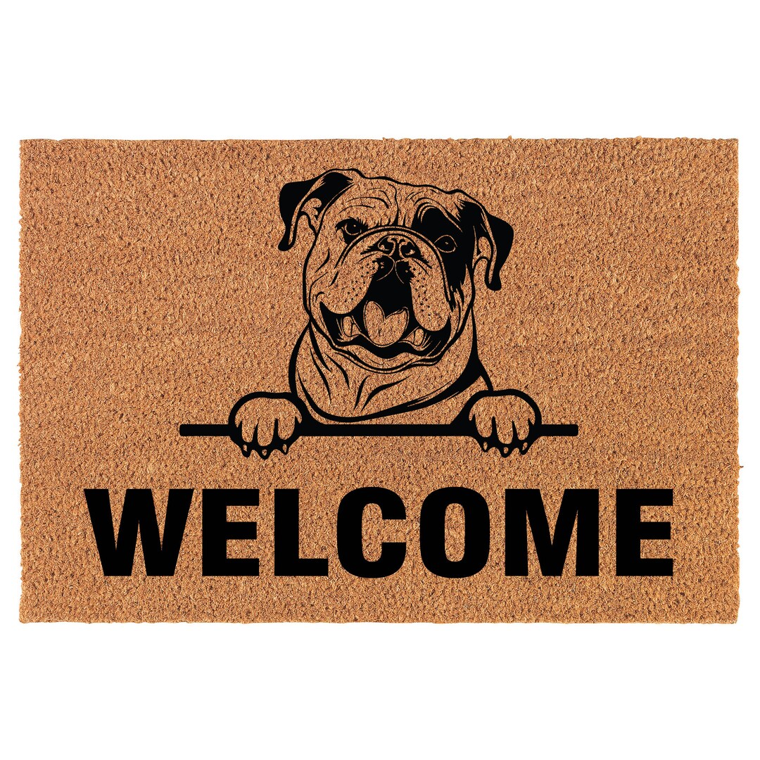 Welcome Peeking English Bulldog Coir Doormat Door Mat Entry Mat ...