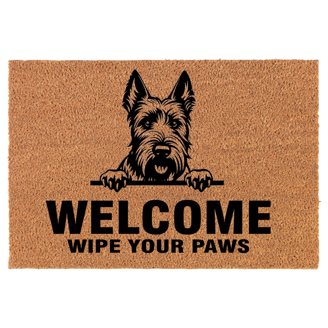 Welcome Wipe Your Paws Scottie Scottish Terrier Coir Doormat Door Mat ...