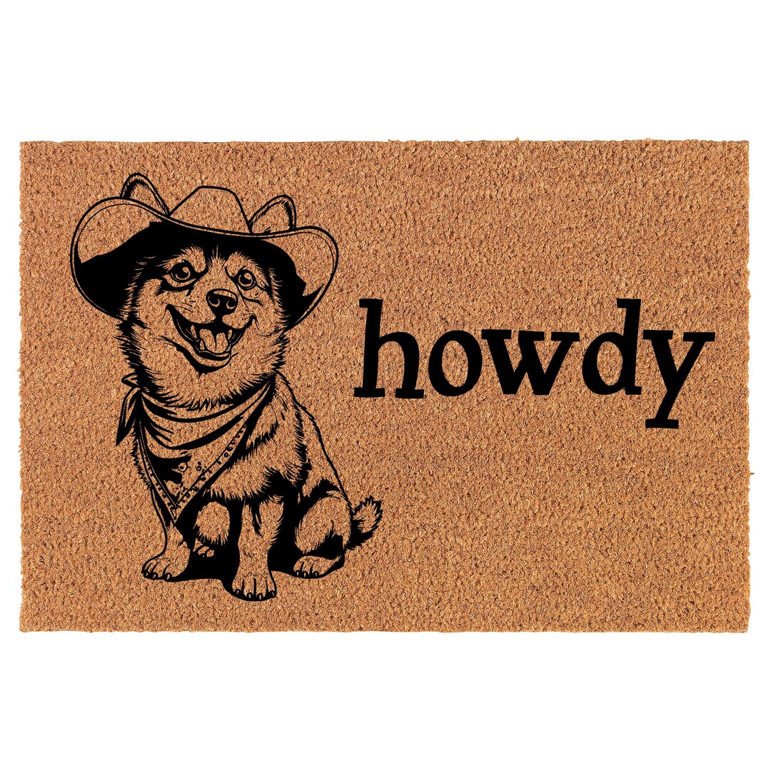 Howdy Country Western Corgi Dog Funny Coir Doormat Door Mat ...