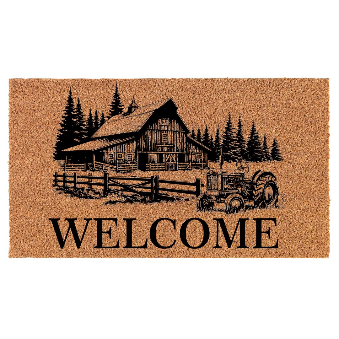 Welcome Barn & Tractor Farm With Trees Coir Doormat Door Mat ...