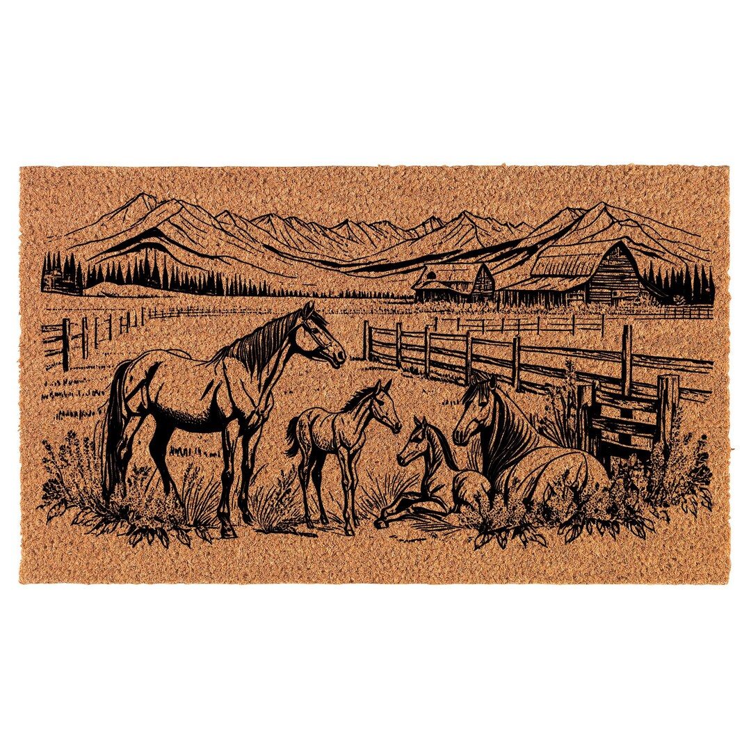 Horse Family Farm Coir Doormat Door Mat Housewarming Gift Newlywed Gift ...
