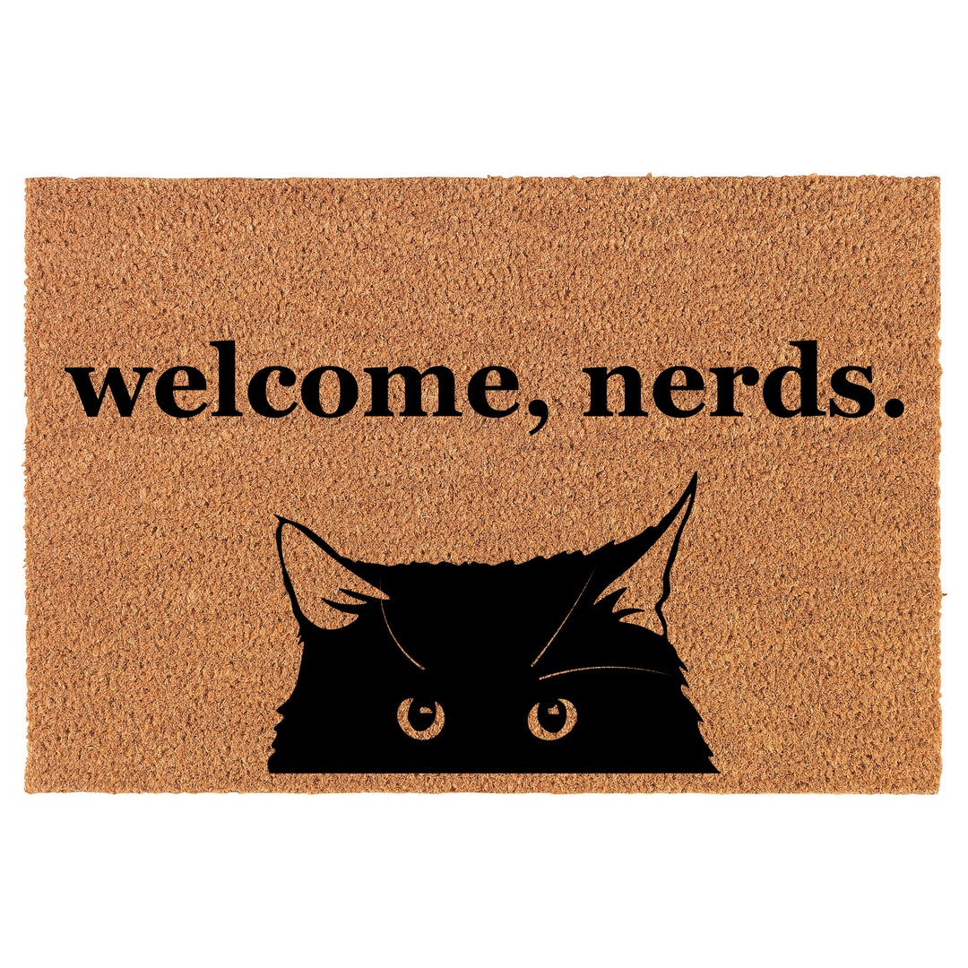 Welcome Nerds Cat Funny Coir Doormat Door Mat Entry Mat Housewarming ...