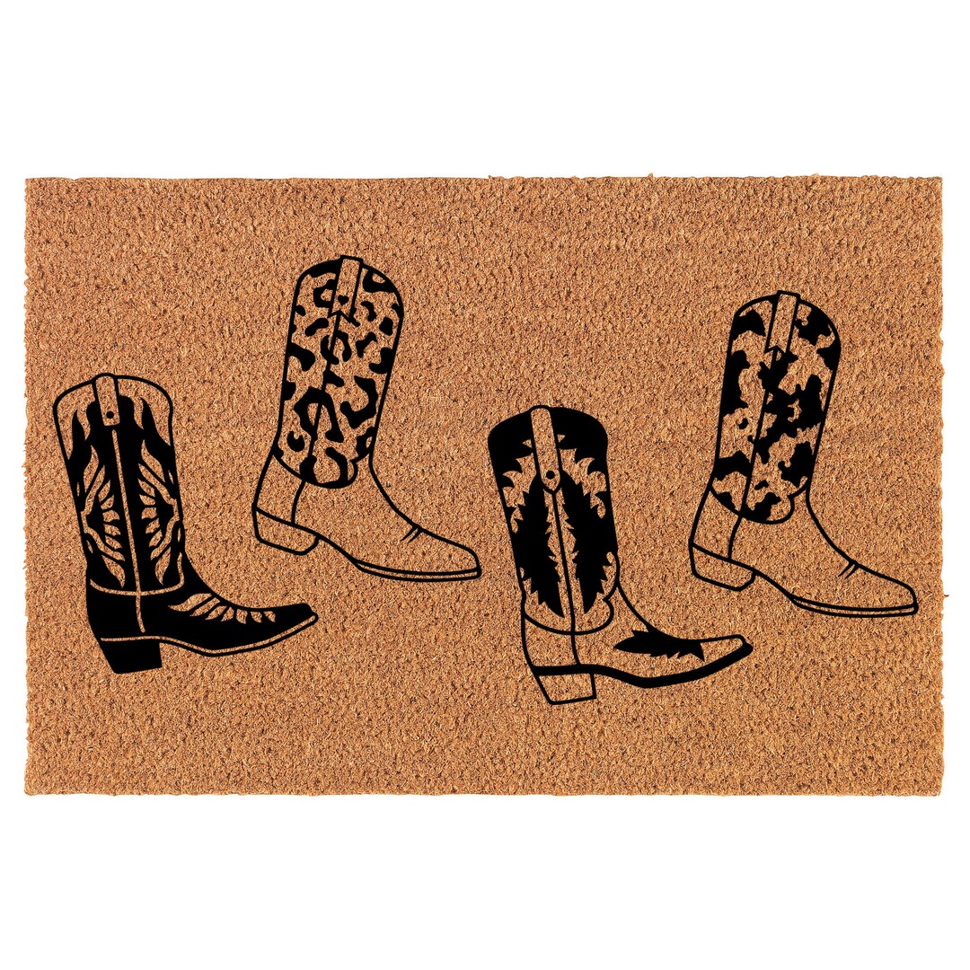Western Boots Cowgirl Cowboy Coir Doormat Door Mat Entry Mat ...