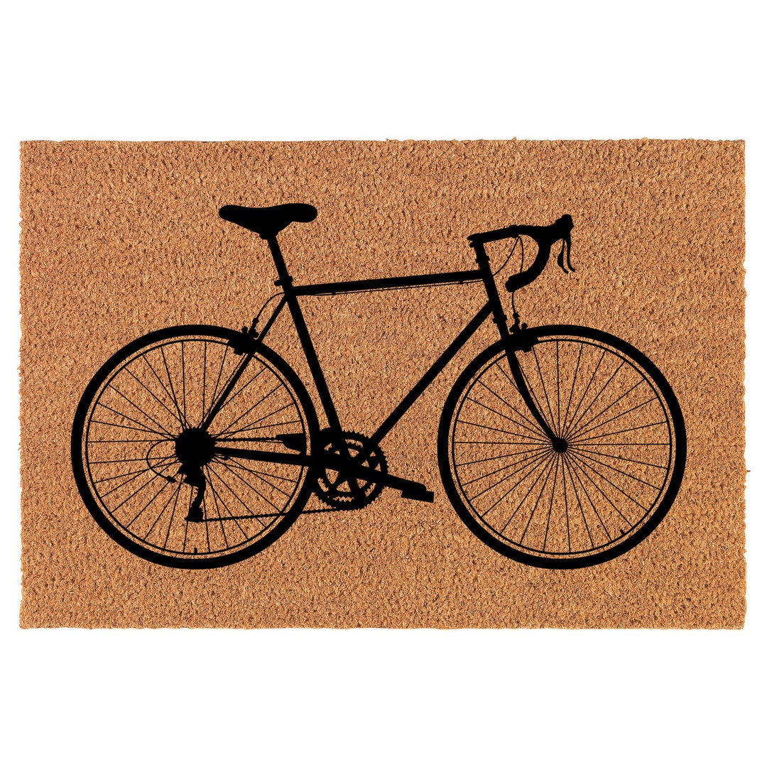 Cyclist Cycling Road Bike Coir Doormat Door Mat Housewarming Gift ...