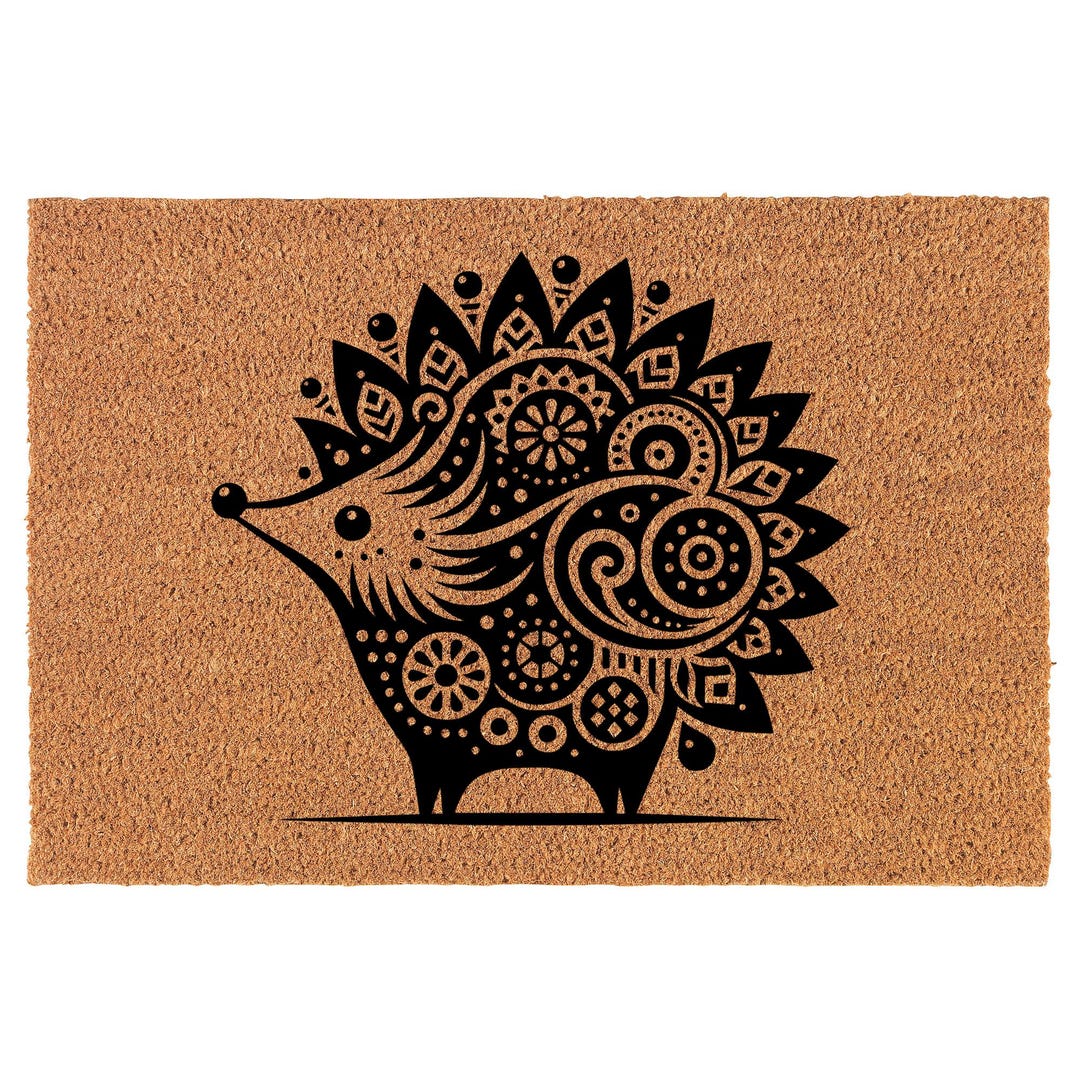 Folk Art Hedgehog Coir Doormat Door Mat Housewarming Gift Newlywed Gift ...