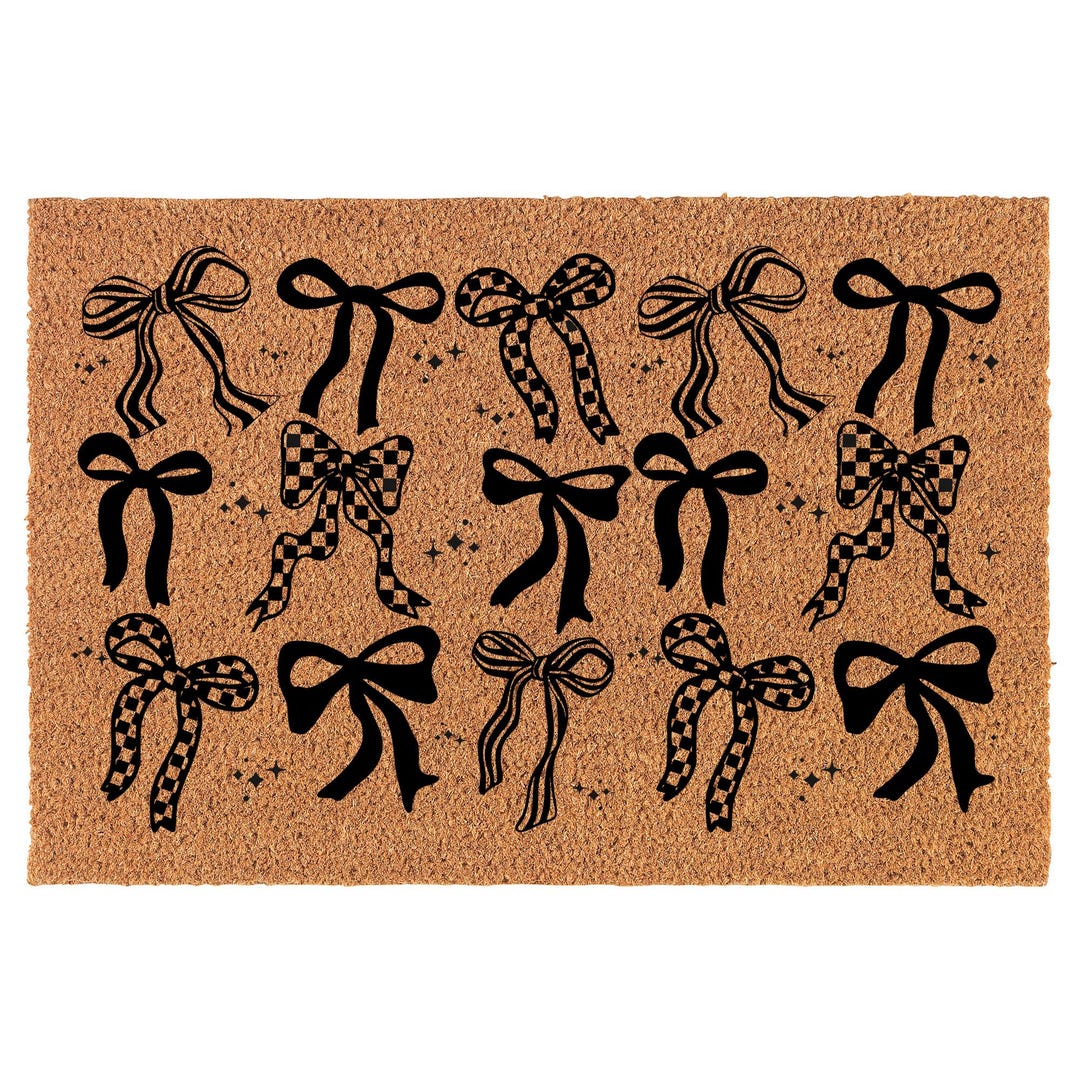 Checkered Bows Coquette Coir Doormat Door Mat Housewarming Gift ...