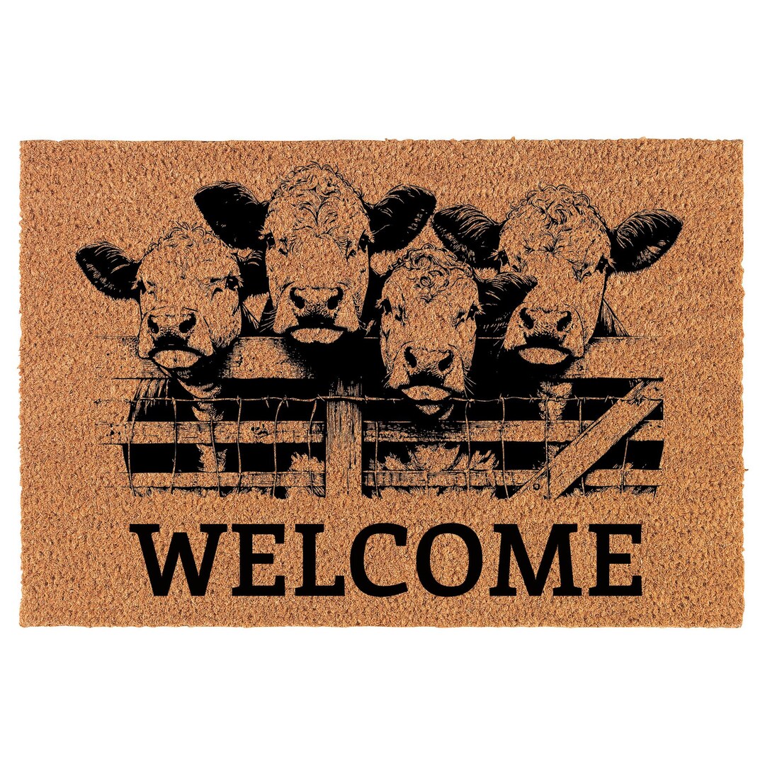 Welcome Hereford Cows Coir Doormat Door Mat Housewarming Gift Newlywed ...