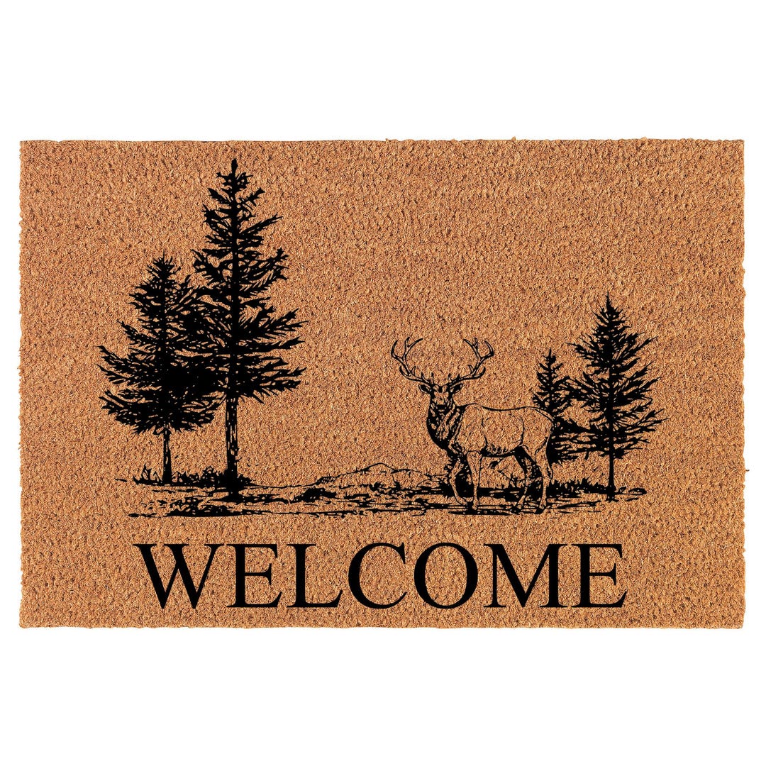 Welcome Elk in the Forest Coir Doormat Door Mat Housewarming Gift ...