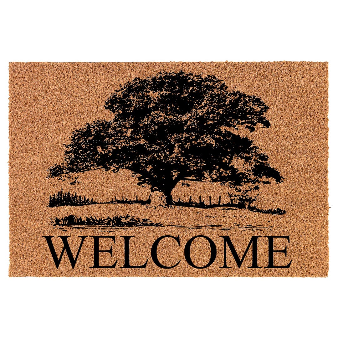 Welcome Oak Tree Coir Doormat Door Mat Housewarming Gift Newlywed Gift ...