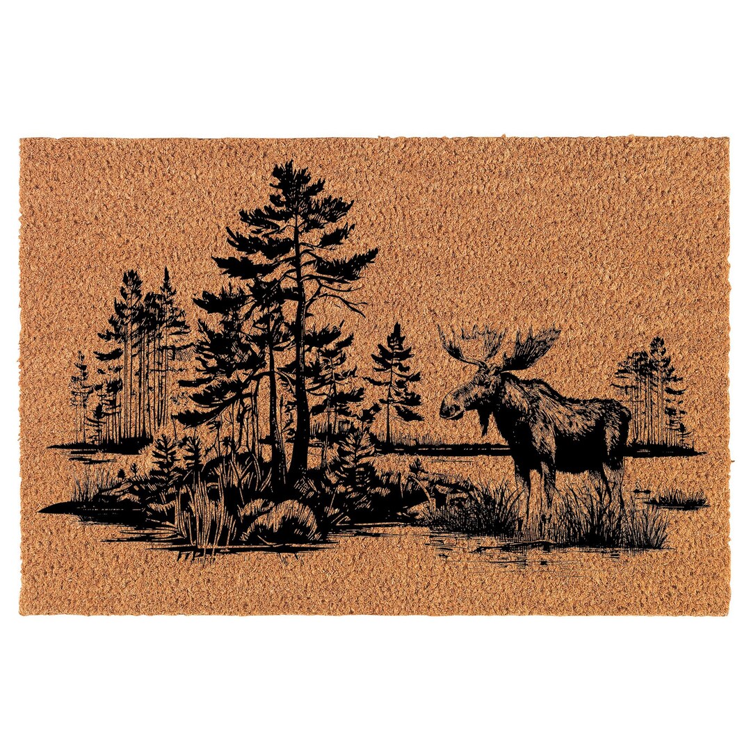 Moose in Forest Trees Marsh Coir Doormat Door Mat Housewarming Gift ...