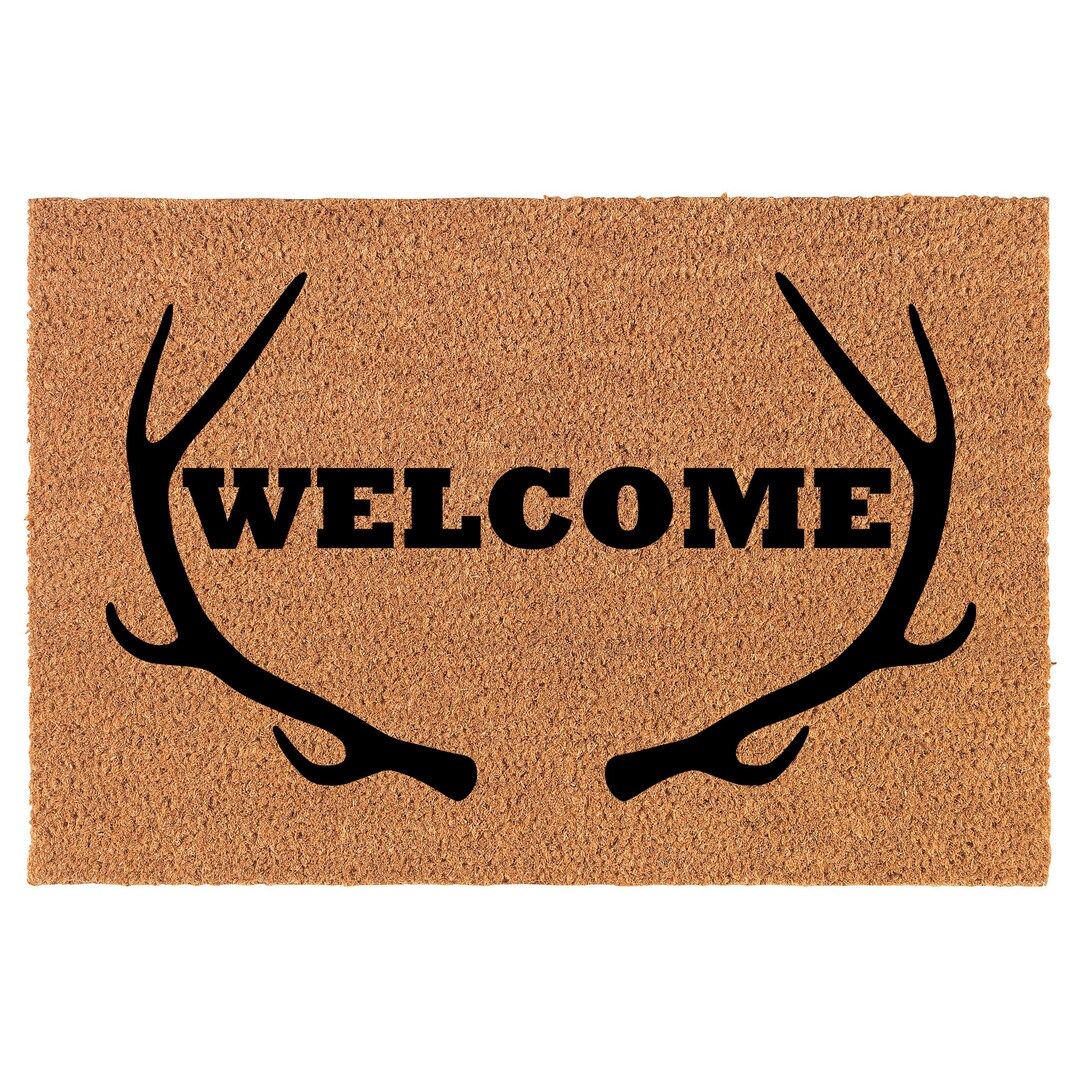 Welcome Antlers Hunting Coir Doormat Door Mat Entry Mat Housewarming ...