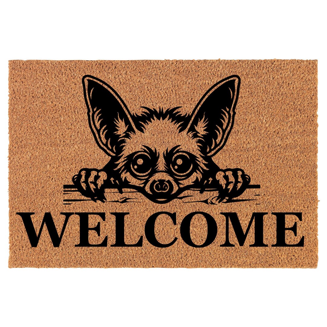 Welcome Peeking Bat Coir Doormat Door Mat Housewarming Gift Newlywed ...