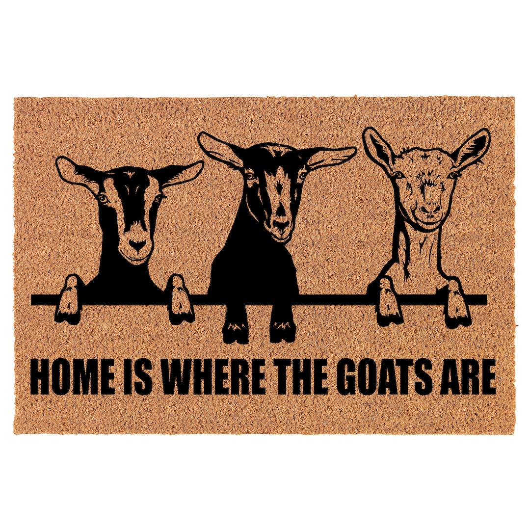 Home is Where the Goats Are Funny Goat Welcome Coir Doormat Door Mat ...