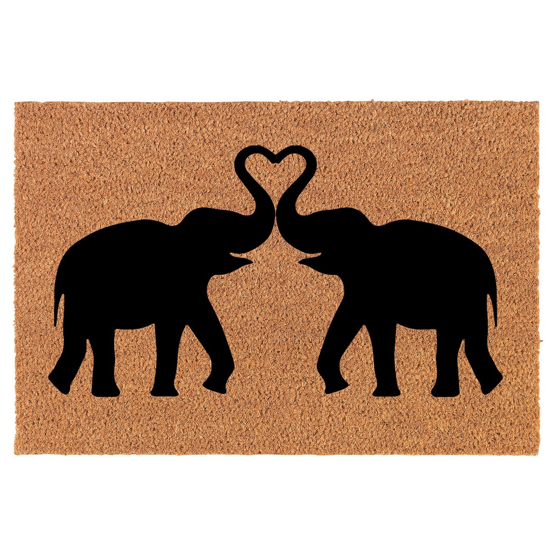 Elephants Making Heart Coir Doormat Door Mat Entry Mat Housewarming ...