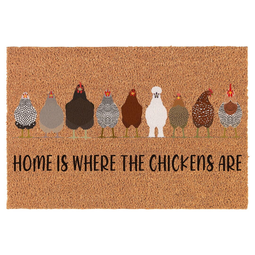 Home is Where the Chickens Are Funny Chicken Farm White Coir Doormat ...