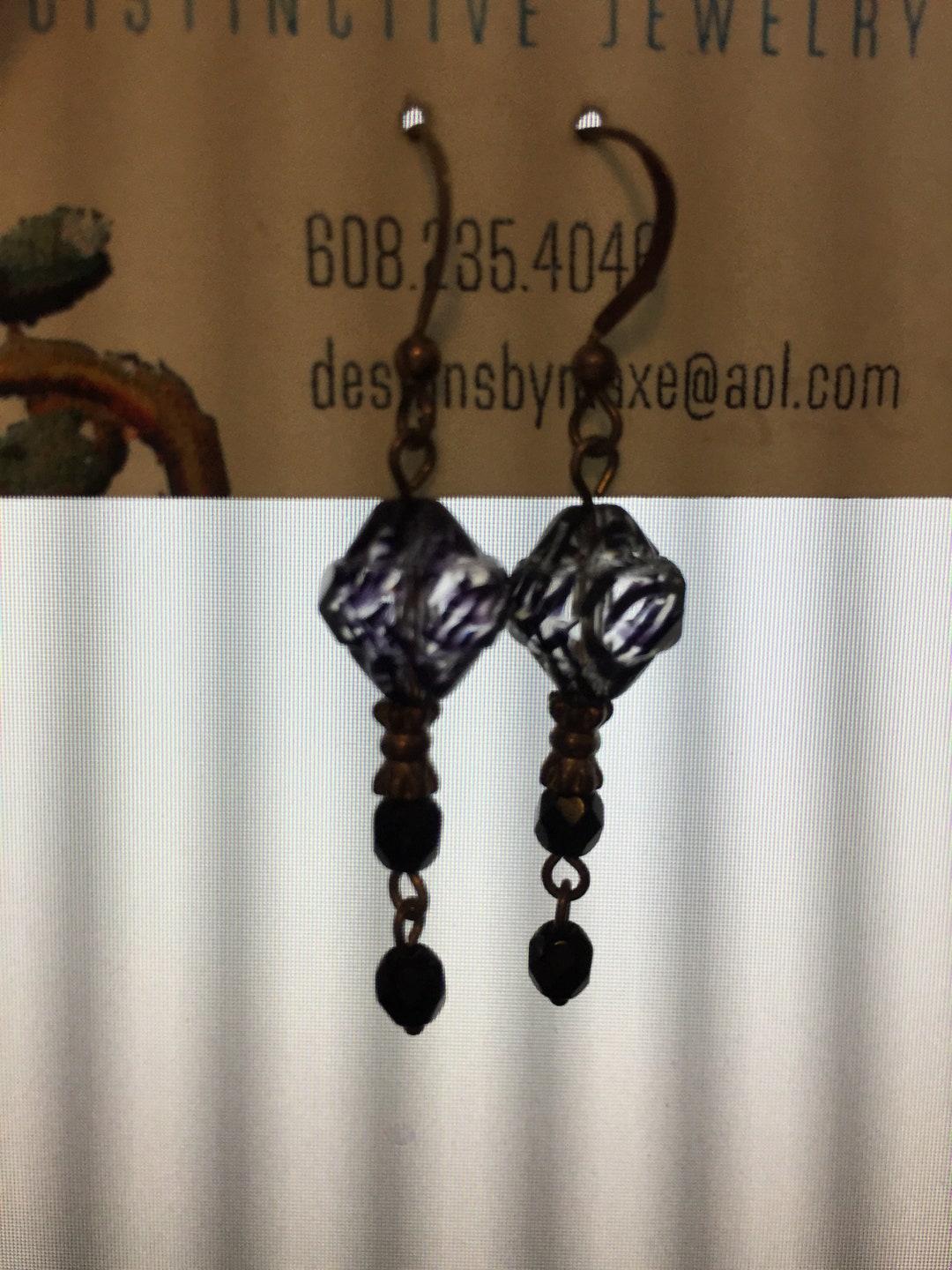 Faceted Clear and Black Bicone Shape Dangle Earring - Etsy