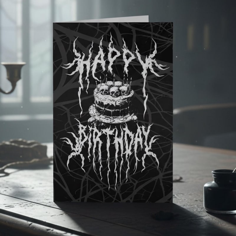 Goth Skull Birthday Card - Etsy
