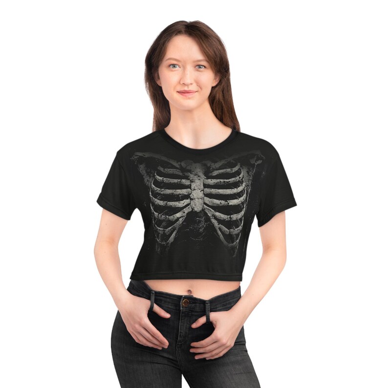Gothic Skeleton Rib Cage Crop Top: Grunge Alt Fashion Tee - Etsy