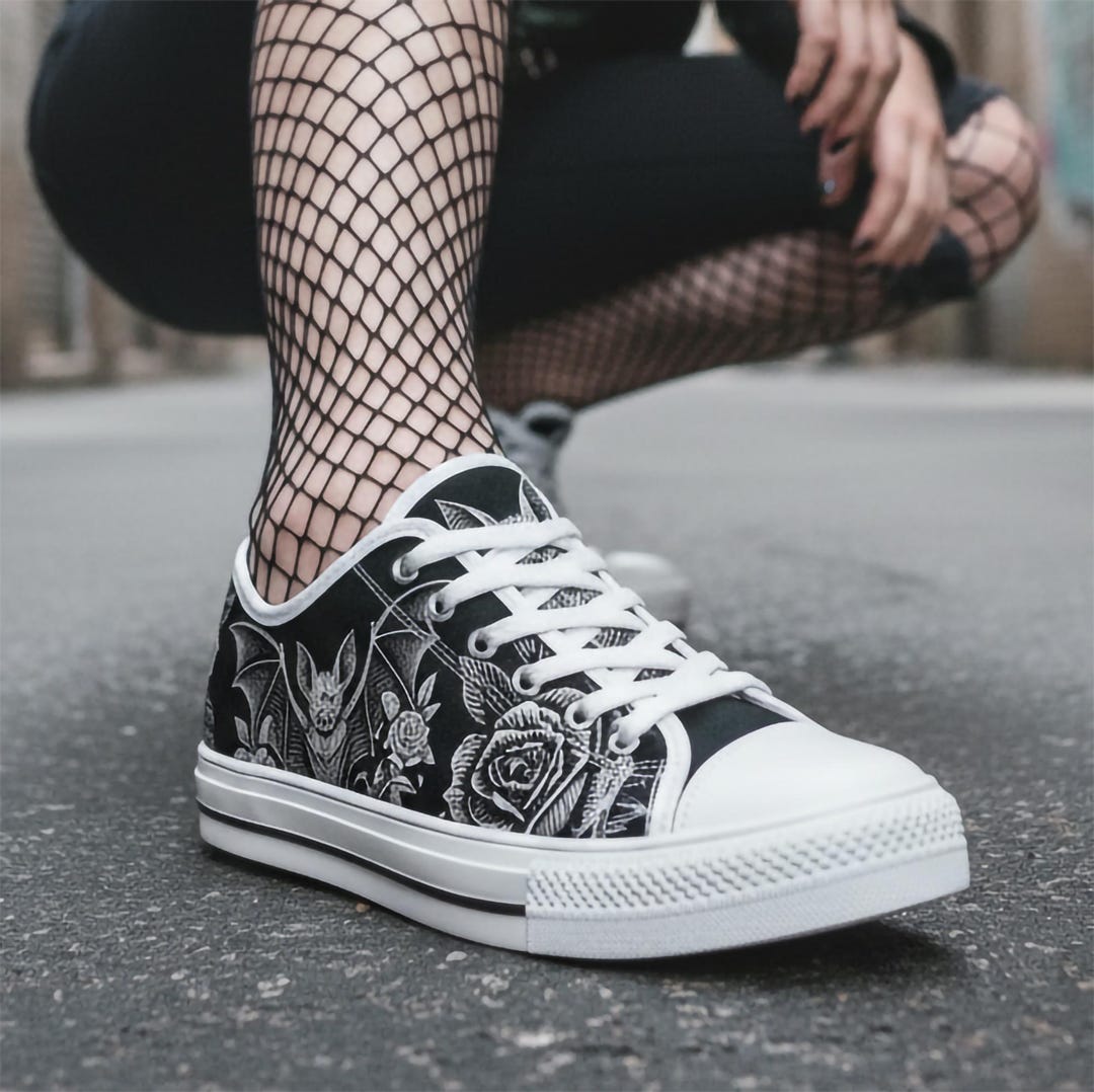 Gothic Bat Low-top Shoes: Men / Women's Black Streetwear Fashion - Etsy UK