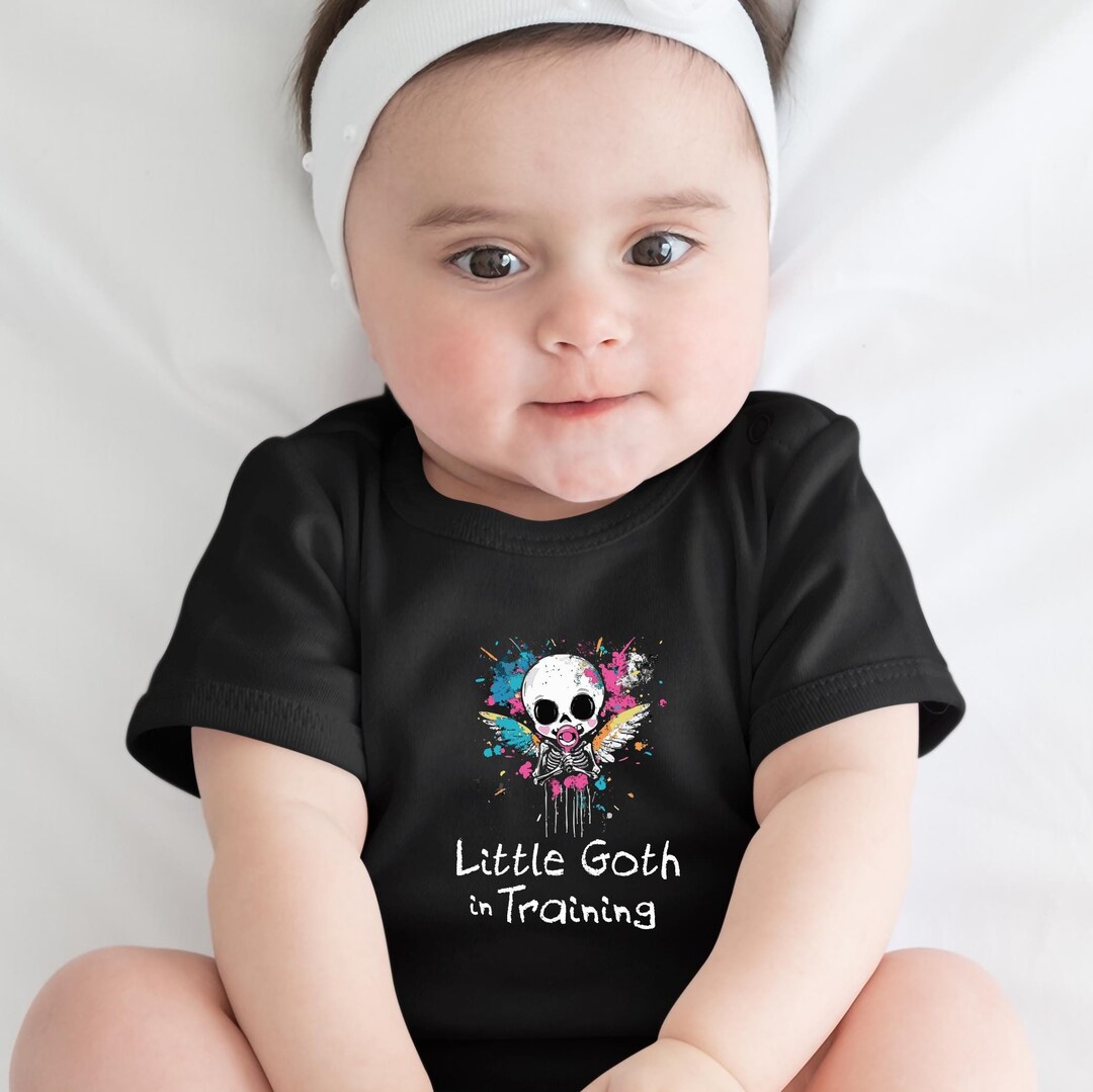Infant / Baby Onesie, Cute Goth in Training Baby Bodysuit, Skull With ...