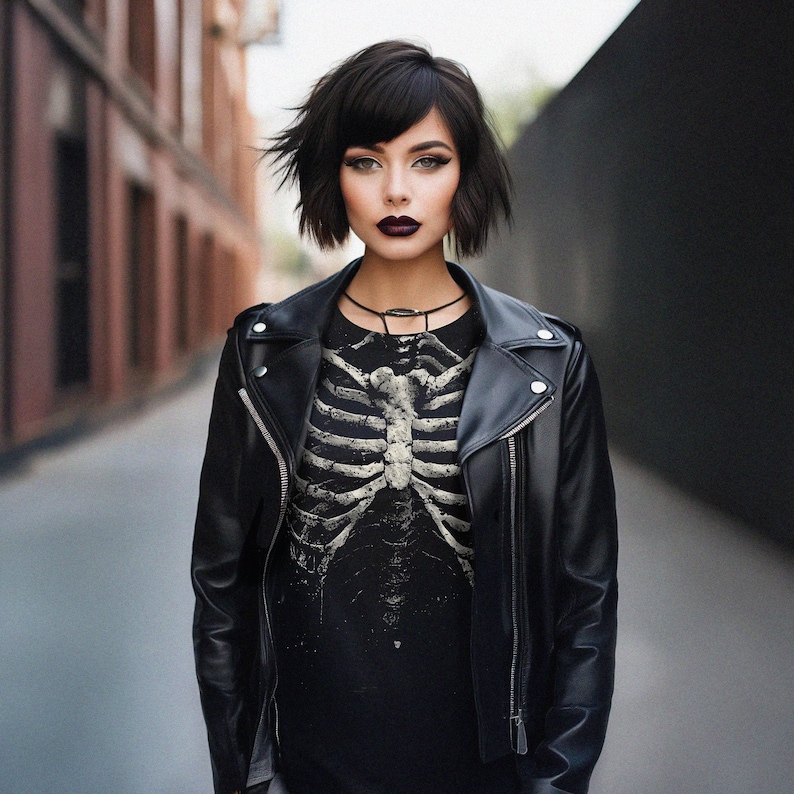 Skeleton Rib Cage Unisex Graphic Tee: Vintage Gothic Y2k Shirt ...