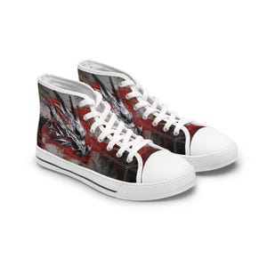 Women's Dragon Print High Top Sneakers, Custom Dragon Streetwear Shoes ...