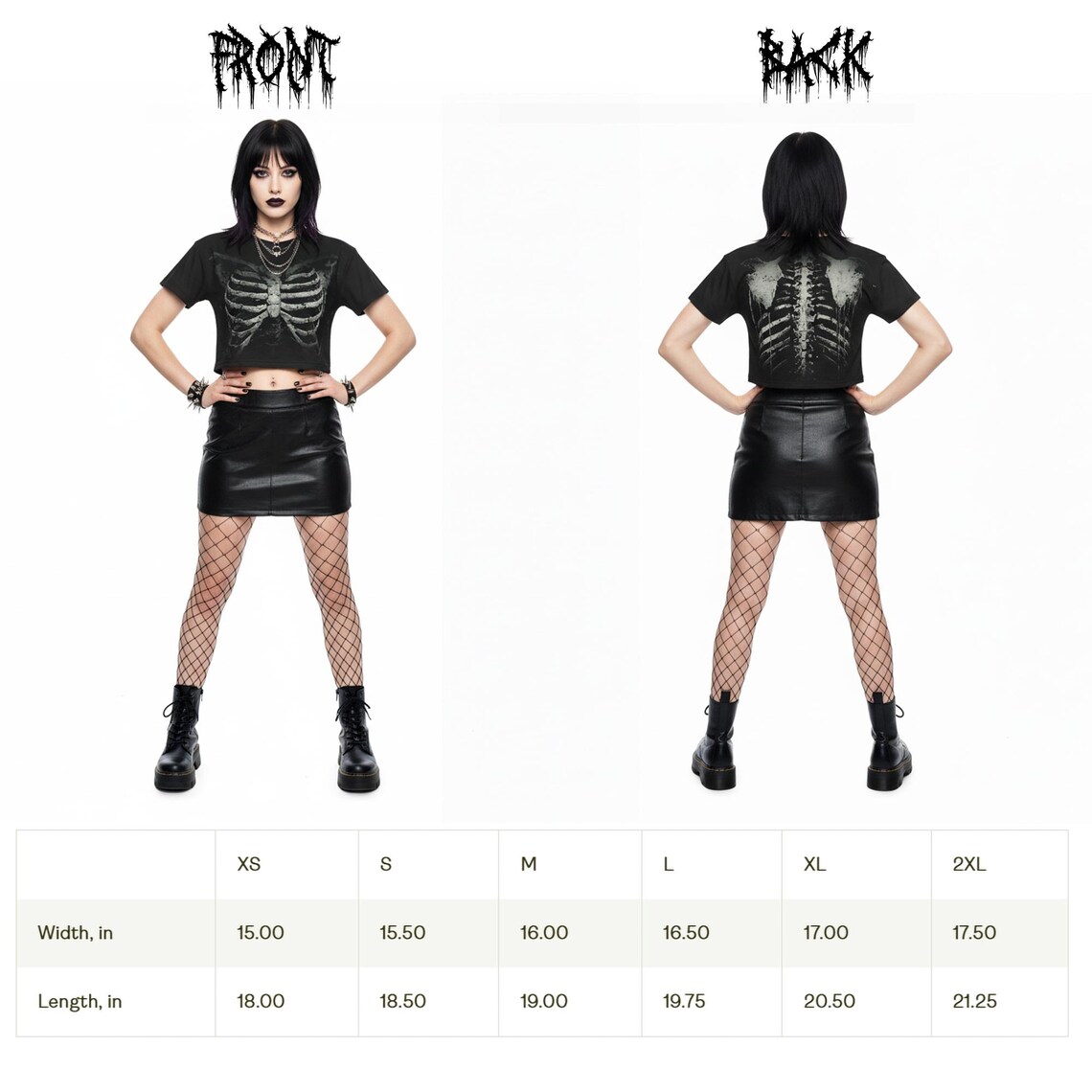 Gothic Skeleton Rib Cage Crop Top: Grunge Alt Fashion Tee, Halloween ...
