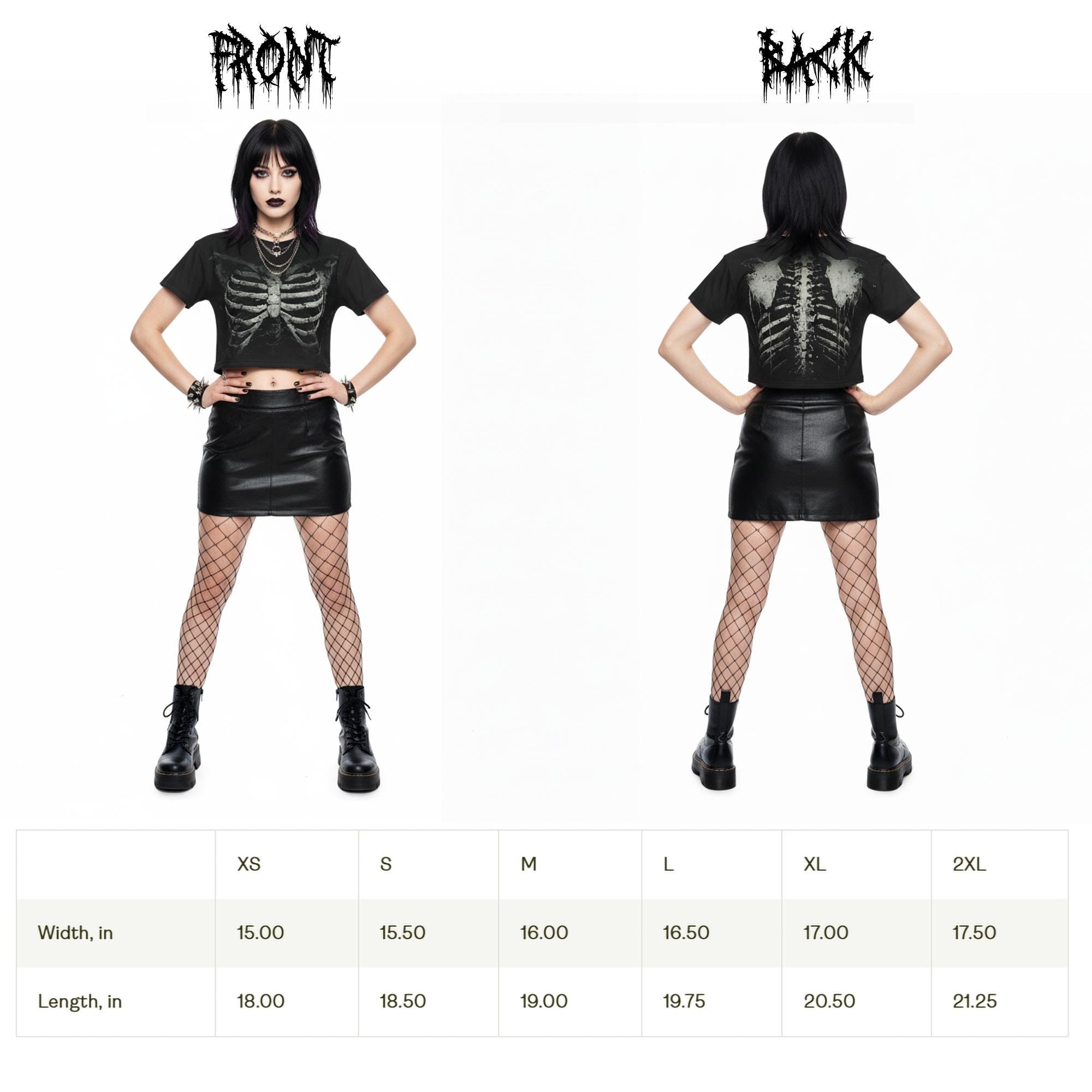 Gothic Skeleton Rib Cage Crop Top: Grunge Alt Fashion Tee, Halloween ...