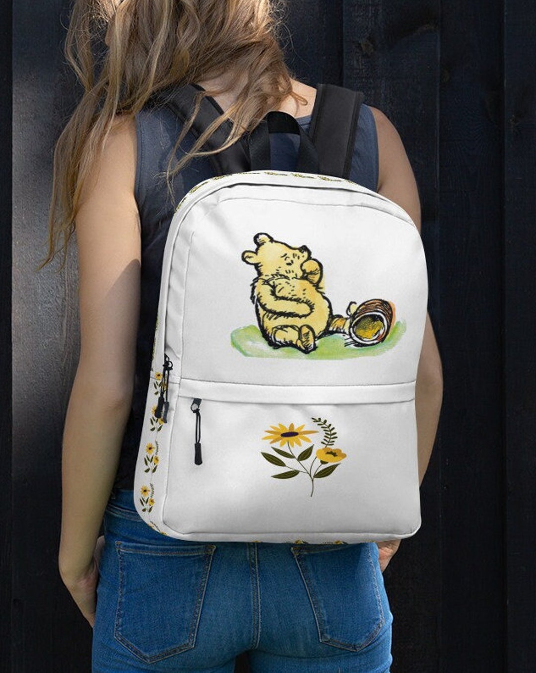 Winnie the Pooh Backpack With Flowers - Etsy