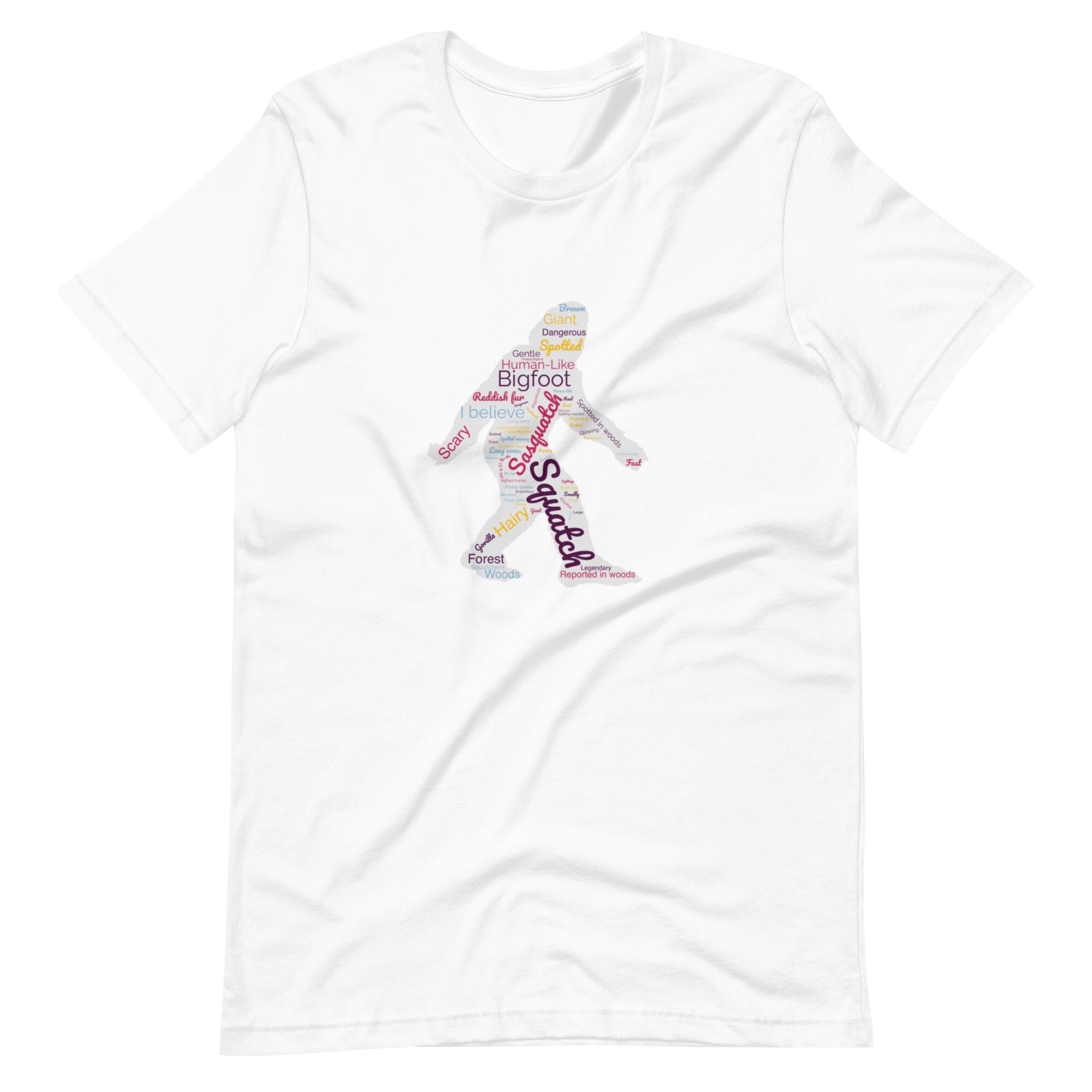 Bigfoot Sasquatch Word Cloud Profile Shirt, Bigfoot Words Silhouette ...