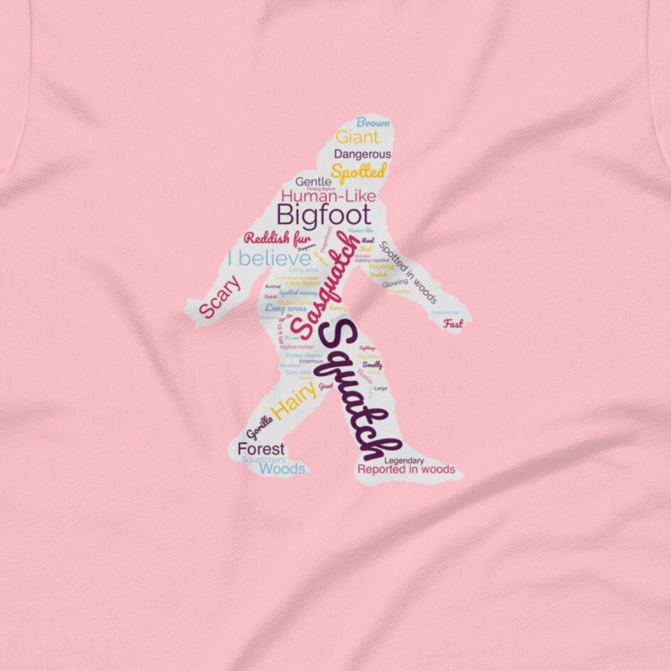 Bigfoot Sasquatch Word Cloud Profile Shirt, Bigfoot Words Silhouette ...
