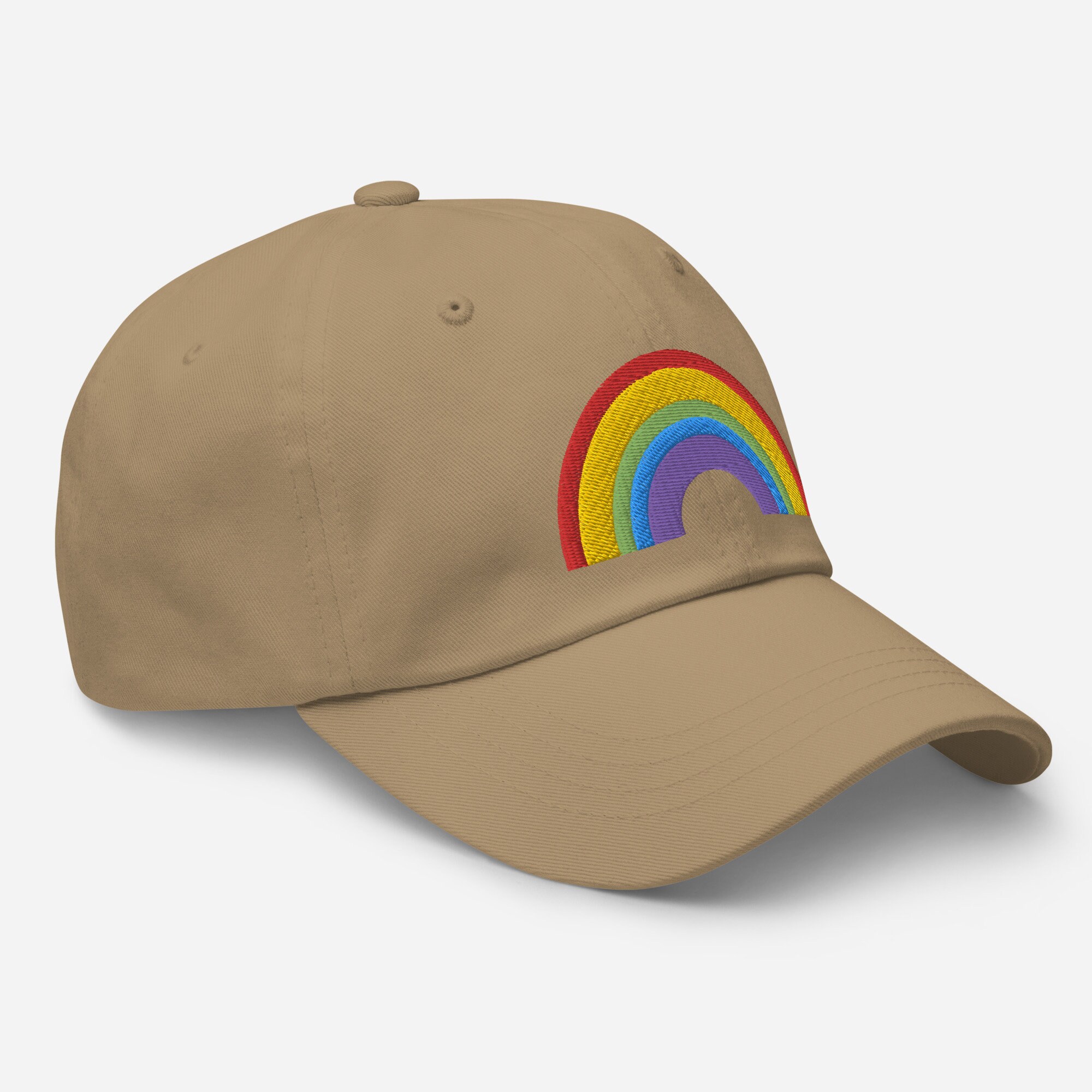 Pride Hat Embroidered Rainbow Design, LGBTQ Dad Hat White Black Khaki ...