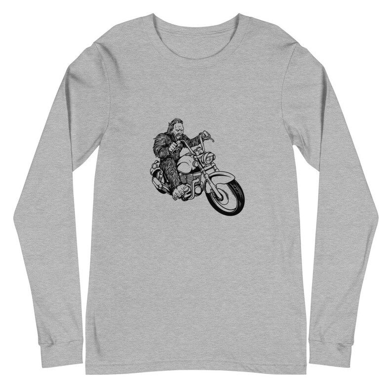 Bigfoot Sasquatch Motorcycle Shirt, Biker Unisex Long Sleeve Tee, HOG ...
