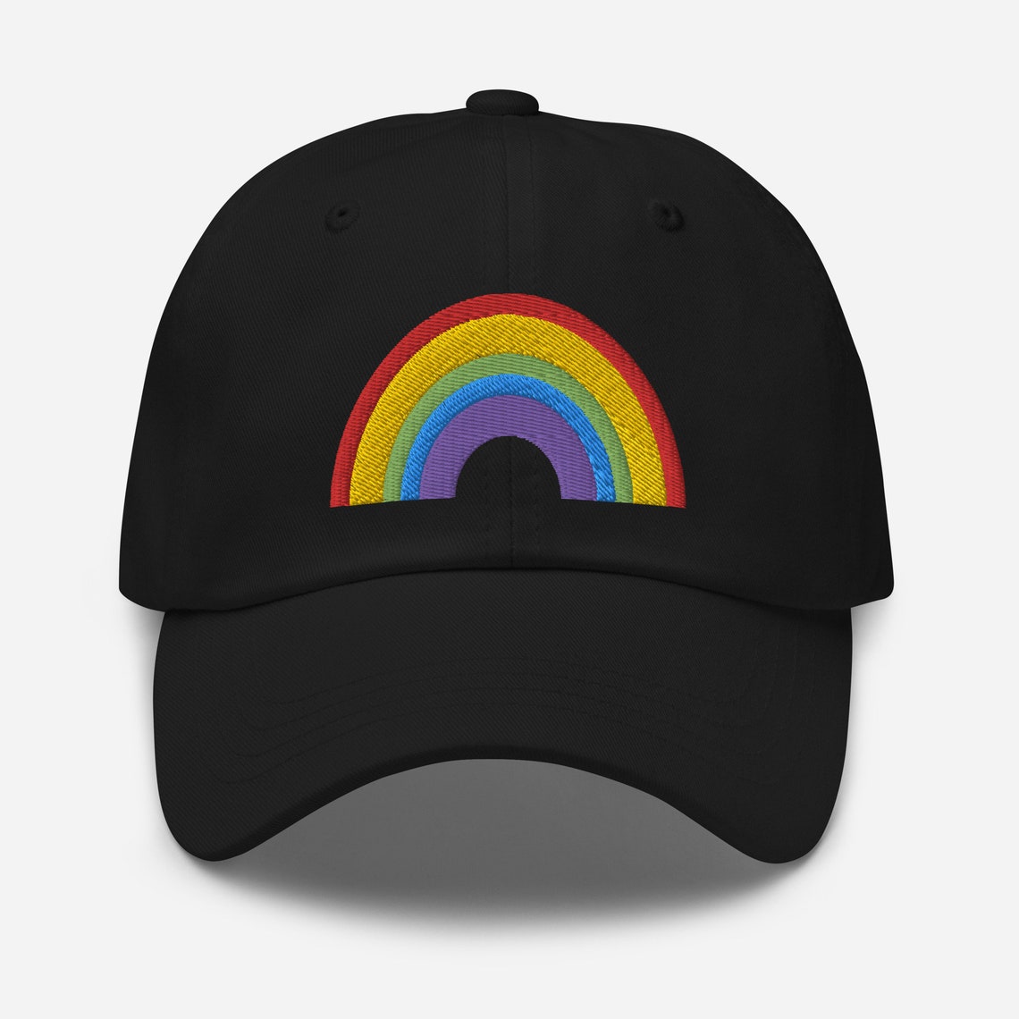 Pride Hat Embroidered Rainbow Design, LGBTQ Dad Hat White Black Khaki ...