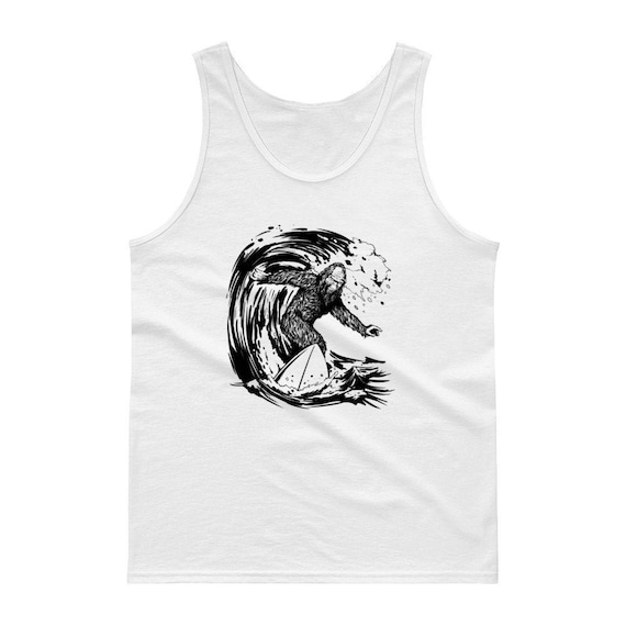 Surfing Bigfoot Tank Top Sasquatch Gorilla Surfer | Etsy