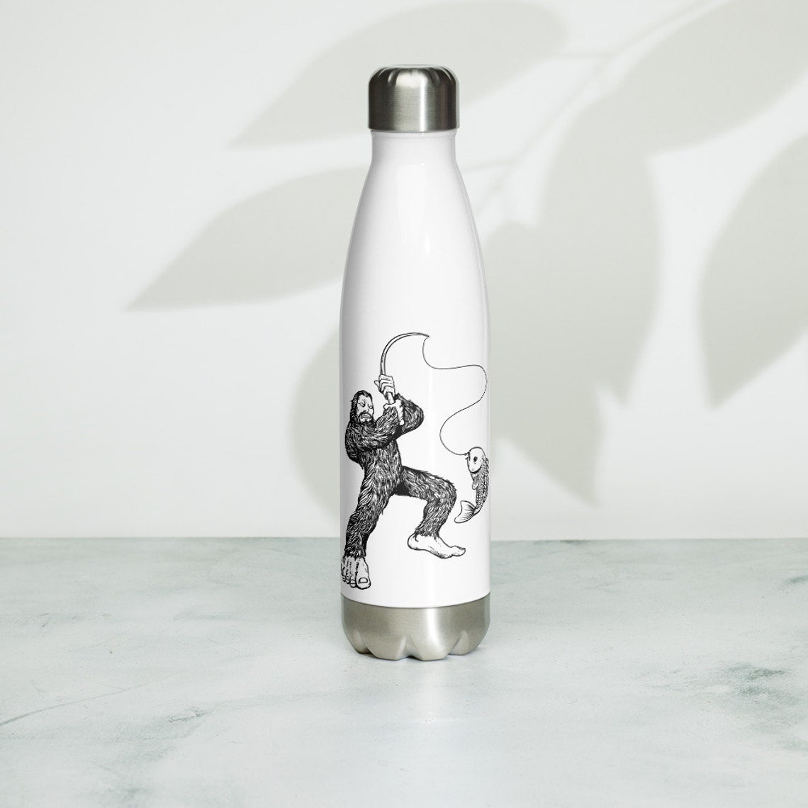 Bigfoot Sasquatch Fishing Stainless Steel Water Bottle - Etsy