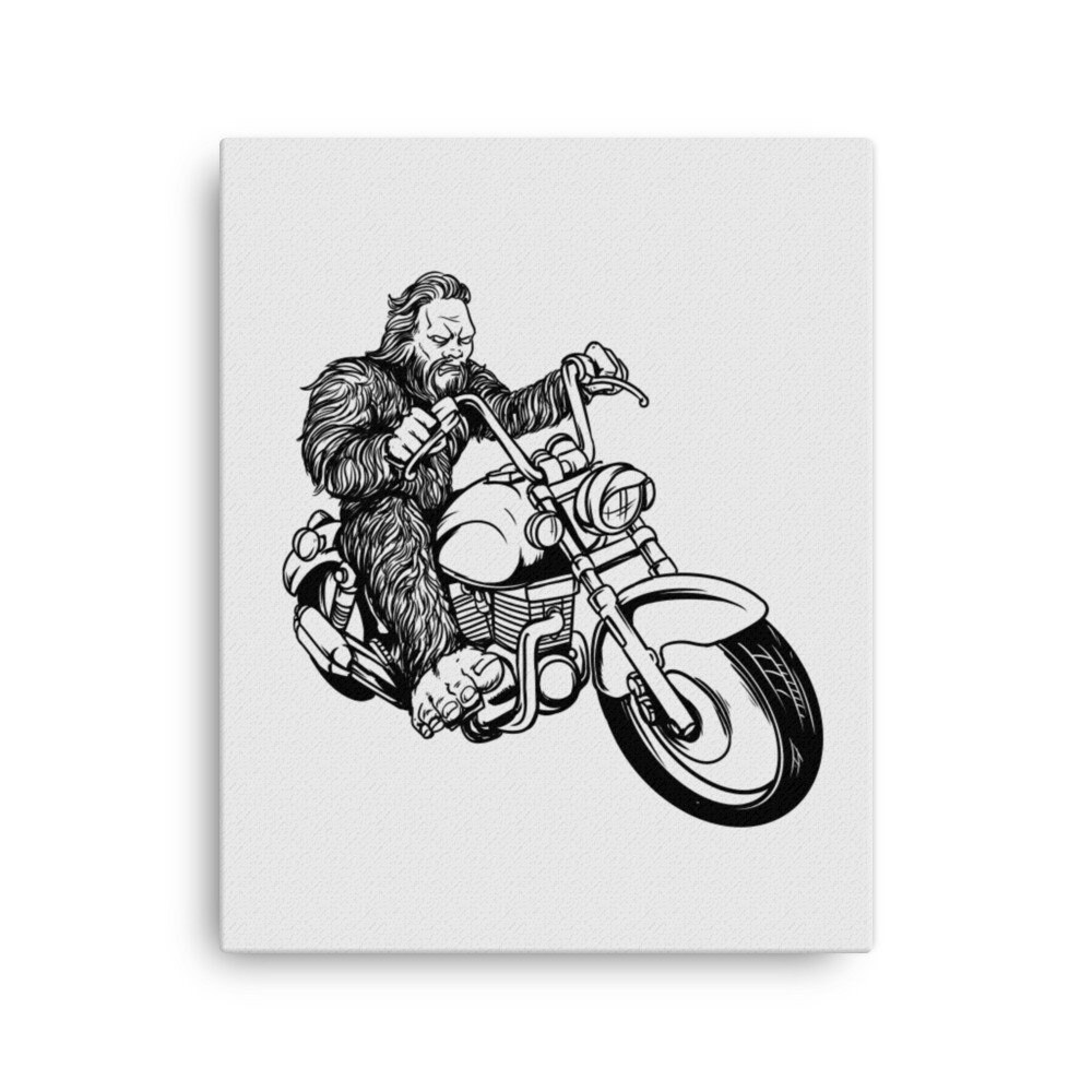 Bigfoot Sasquatch Motorcycle Biker Canvas -gray Background - Etsy