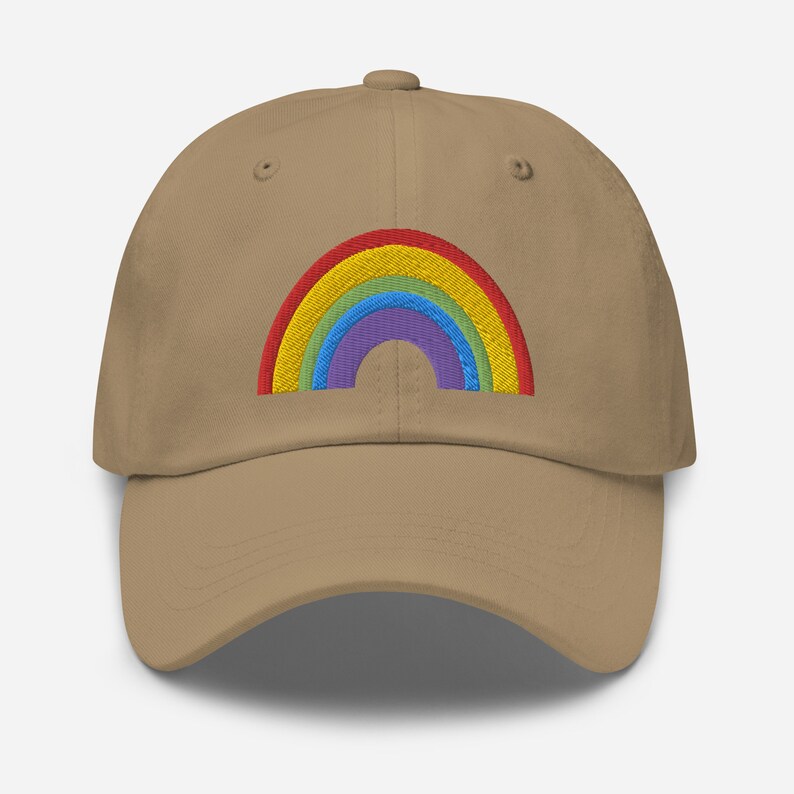 Pride Hat Embroidered Rainbow Design, LGBTQ Dad Hat White Black Khaki ...