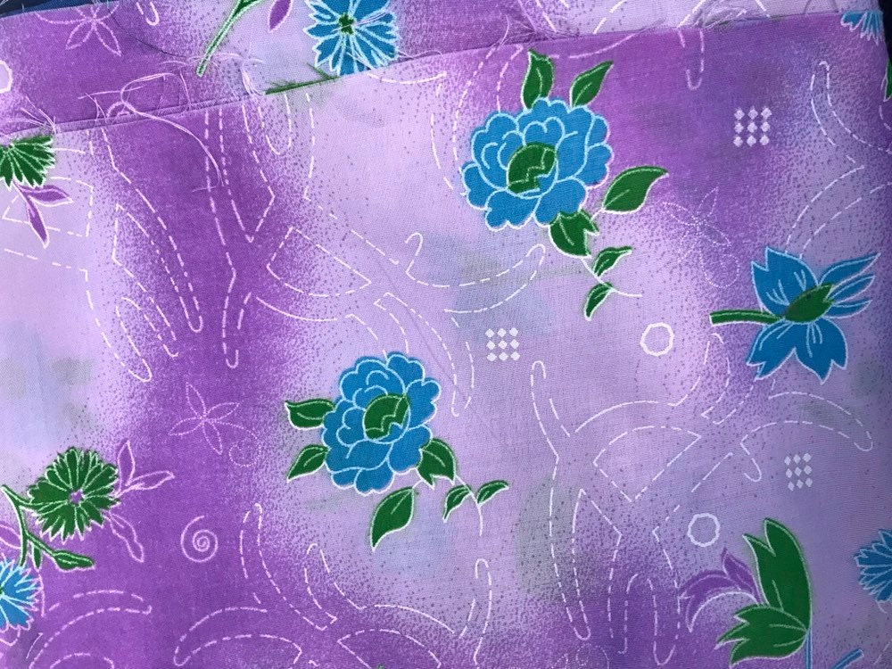 Vintage Purple Cotton Blend Fabric Flowers 1.5 Yds Two Tone Lavender ...
