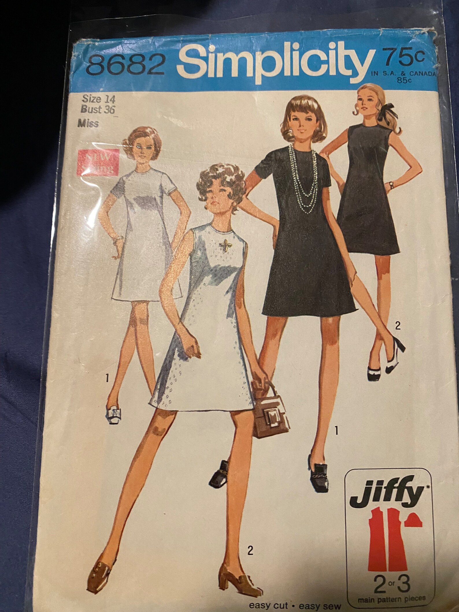 70s Simplicity 8682 Jiffy Pattern Misses Shift Dress Size 14 - Etsy