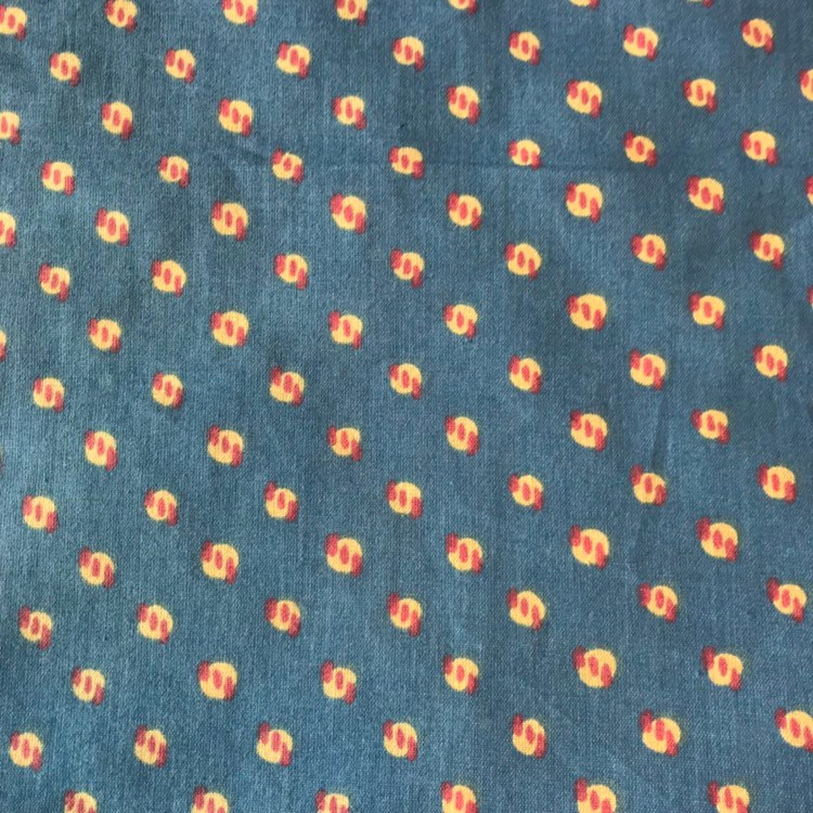 Vintage 1990’s Country Blue Yellow Dots W Red Lines 2 .75 Yds Interior ...
