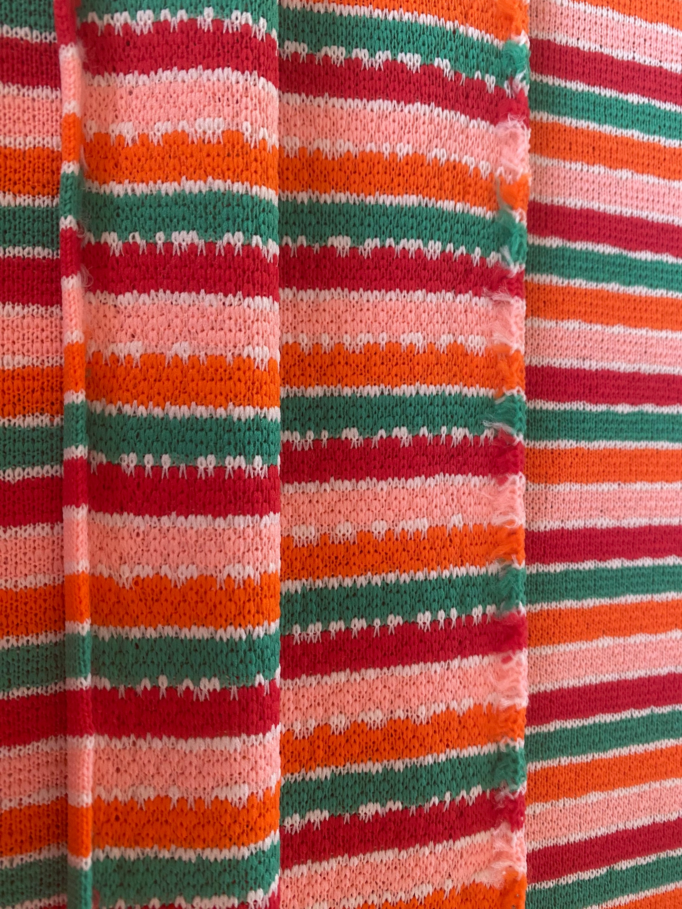 Acrylic Blend Knit Striped Multi Colored Fabric 54 Inches Long X 60 in ...
