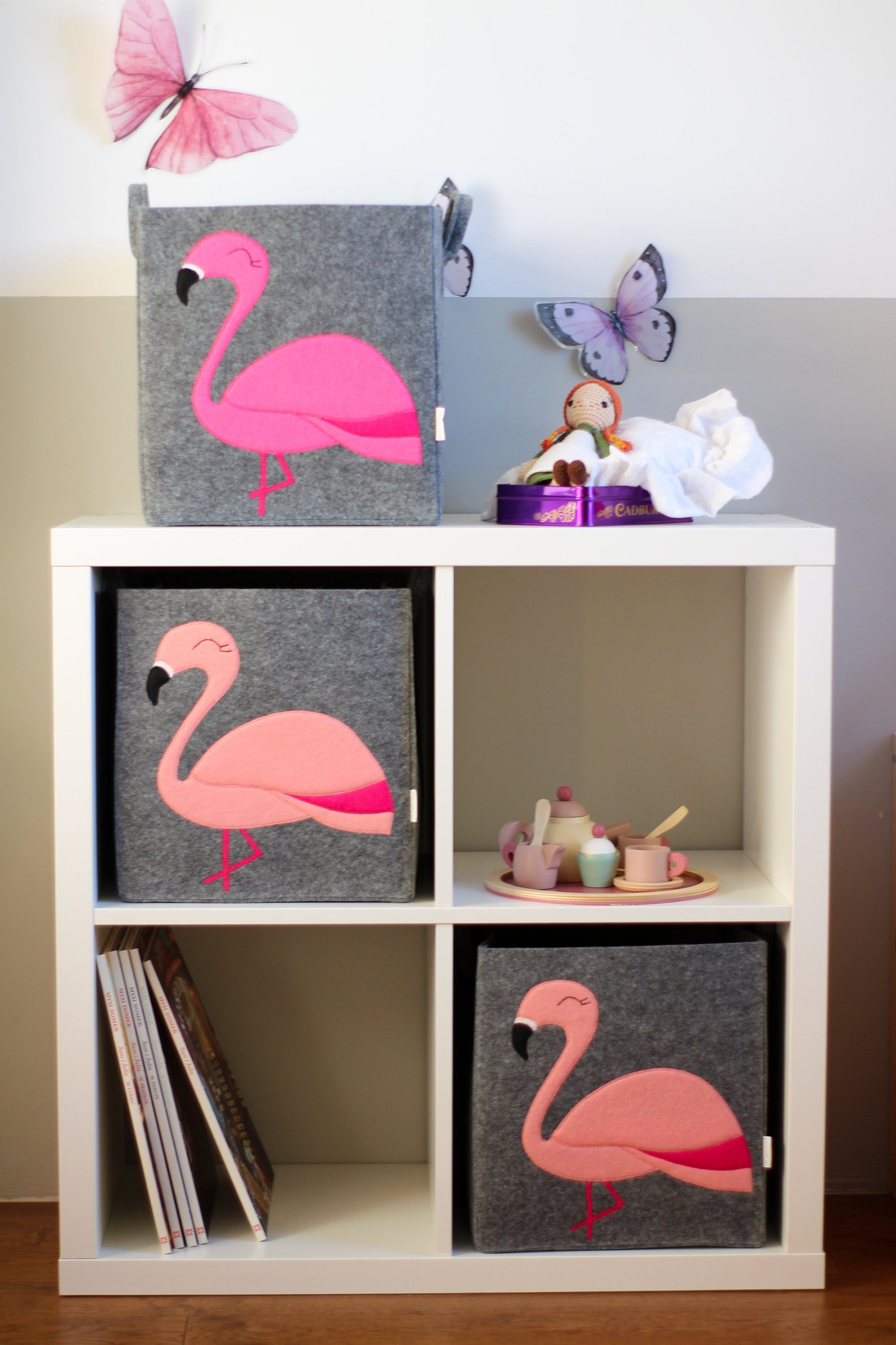 Kids Toy Storage With Pink FLAMINGO Handmade Toy Basket for - Etsy