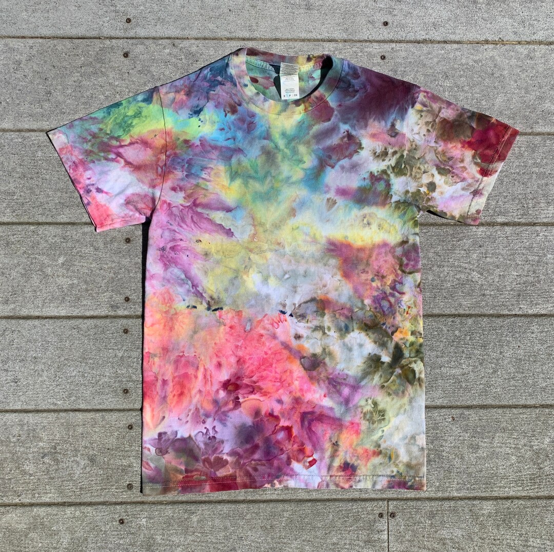 Adult Unisex Small Colorful Abstract Ice Dyed T-shirt - Etsy
