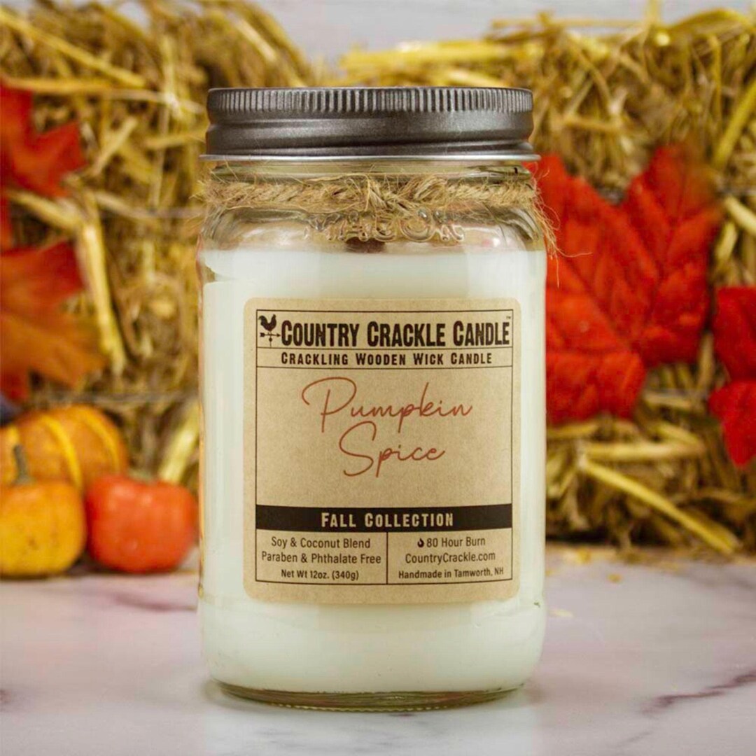 Pumpkin Spice Wooden Wick Natural Soy and Coconut Wax Candle 80 Hour ...
