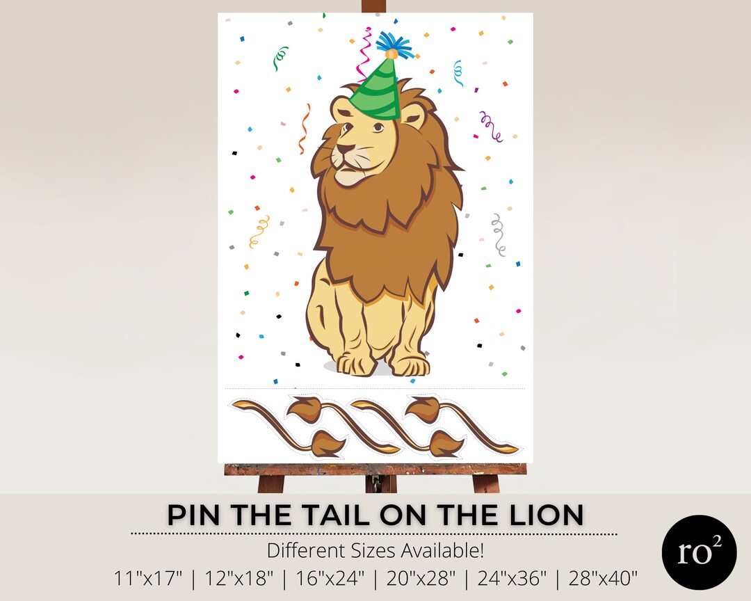Pin the Tail on the Lion, Party Animals Decor, Jungle Animals Decor ...