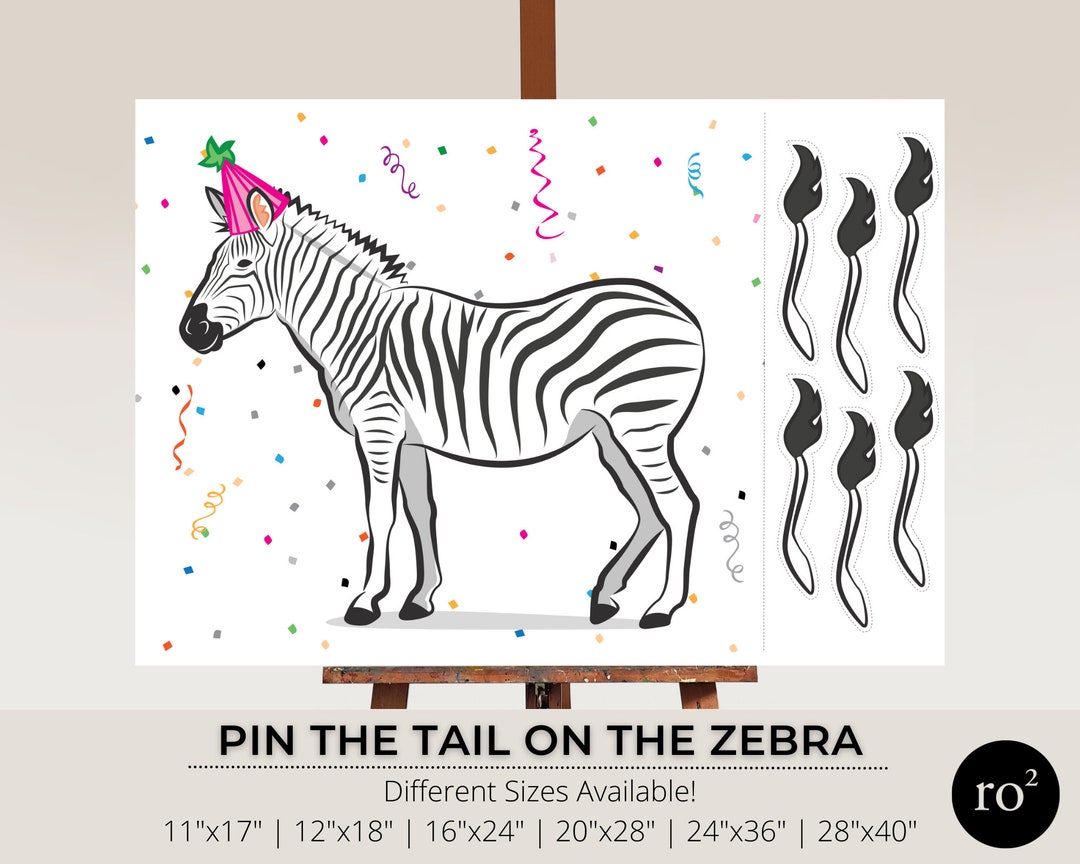 Pin the Tail on the Zebra, Party Animals Decor, Jungle Animals Decor ...