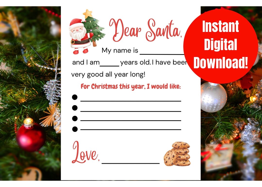 Dear Santa List for Kids - Etsy