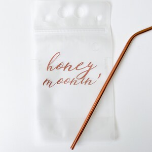 REUSABLE Honeymoon Wedding Drink Pouches W/ Metal Straws - Etsy